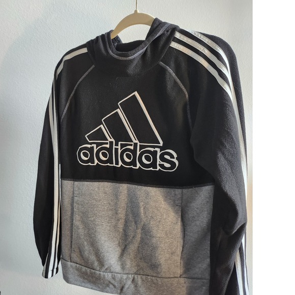 adidas | Tops | Adidas Fleece Hoodie Colorblock Logo 3 Stripe Athletic ...